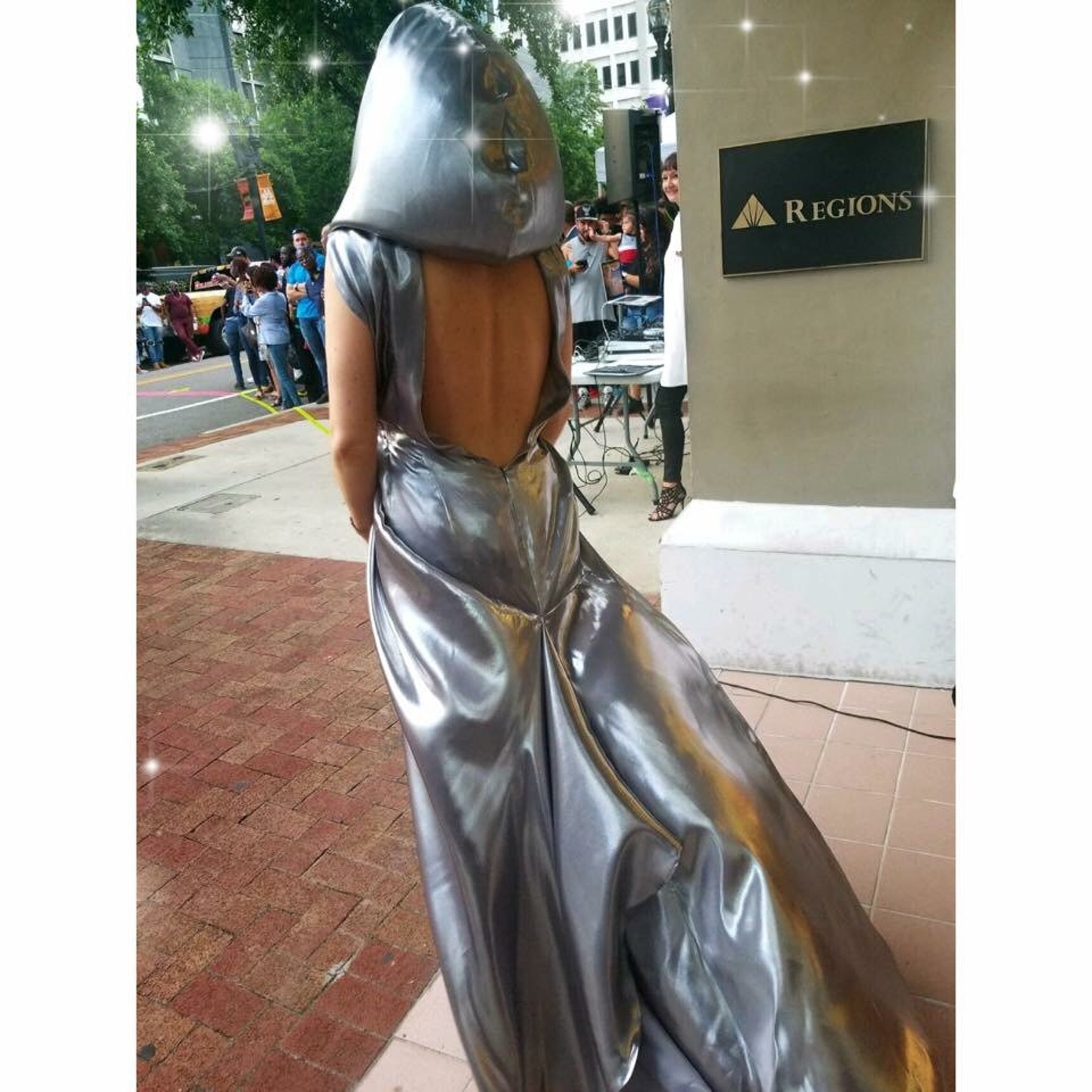 Body Positive Silver Backless Gown. Modern Wrap Front Knot Front Slit ...