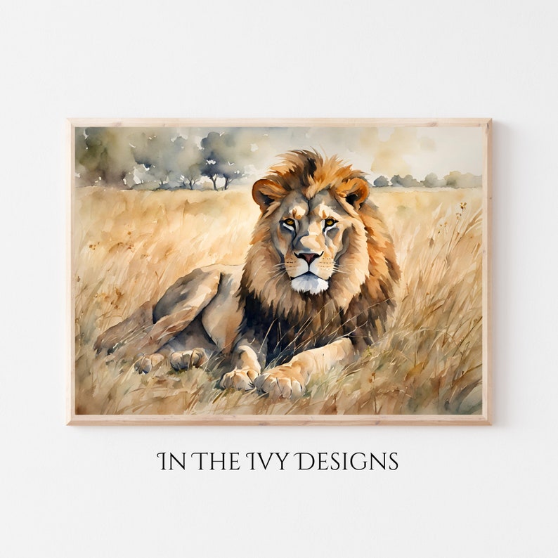 Animal Poster Lion Wall Art Lion Poster Wall Poster Animal Art Work ...