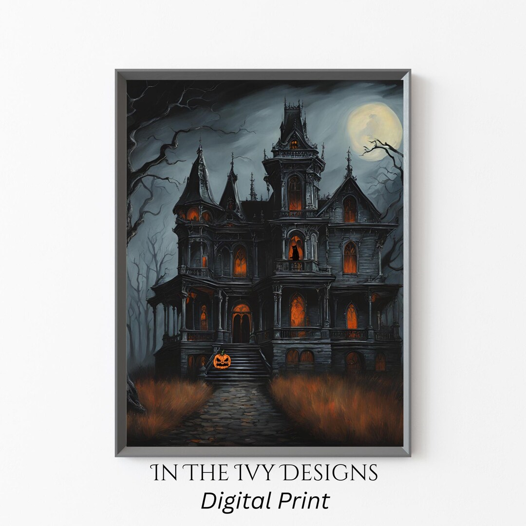 Haunted House Wall Art, Spooky Digital Print, Haunted Mansion Decor ...