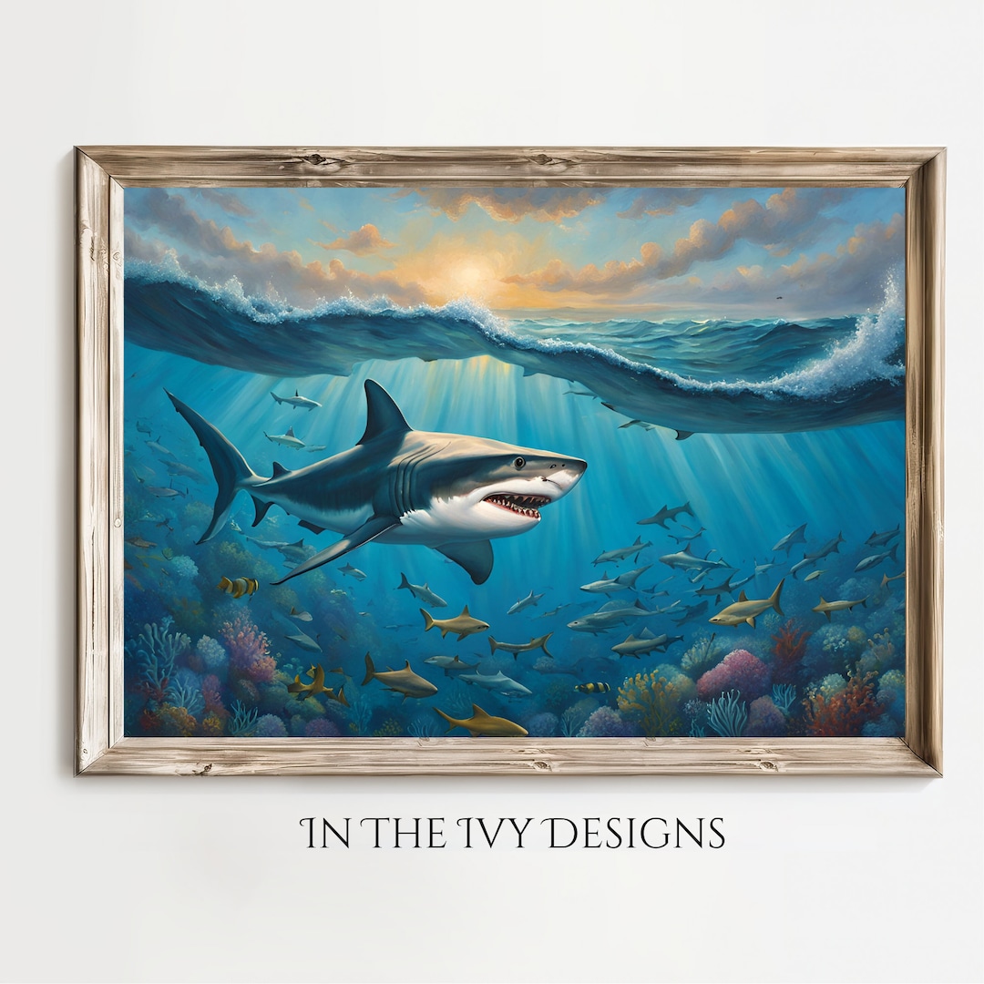 Shark Print, Shark Poster, Fish Poster, Ocean Poster, Shark Love - Etsy