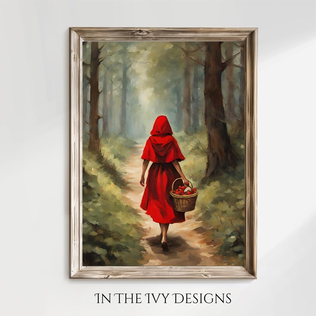 Little Red Riding Hood, Fairytale Poster, AI, Fairytale Print, Wall Art ...