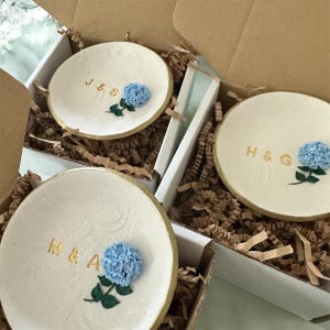 Hydrangea Jewelry Dish, Wedding Ring Dish Personalized, Engagement ...