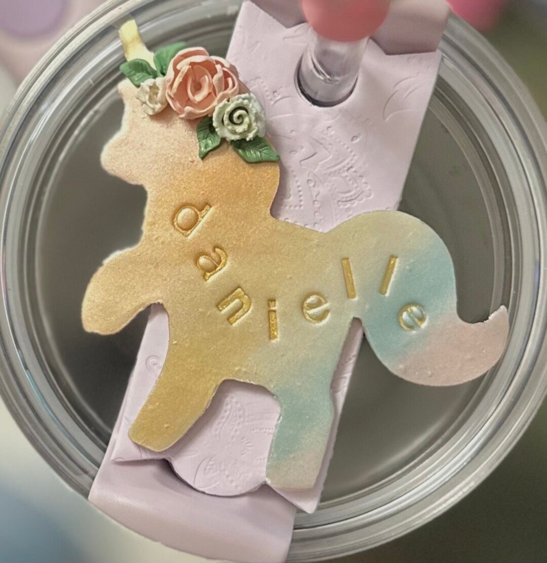 Rainbow Unicorn Name Tag for Stanley, Tumbler Accessories, Personalized ...