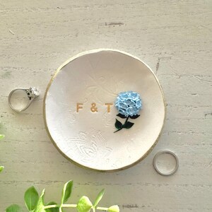 Hydrangea Jewelry Dish, Wedding Ring Dish Personalized, Engagement ...