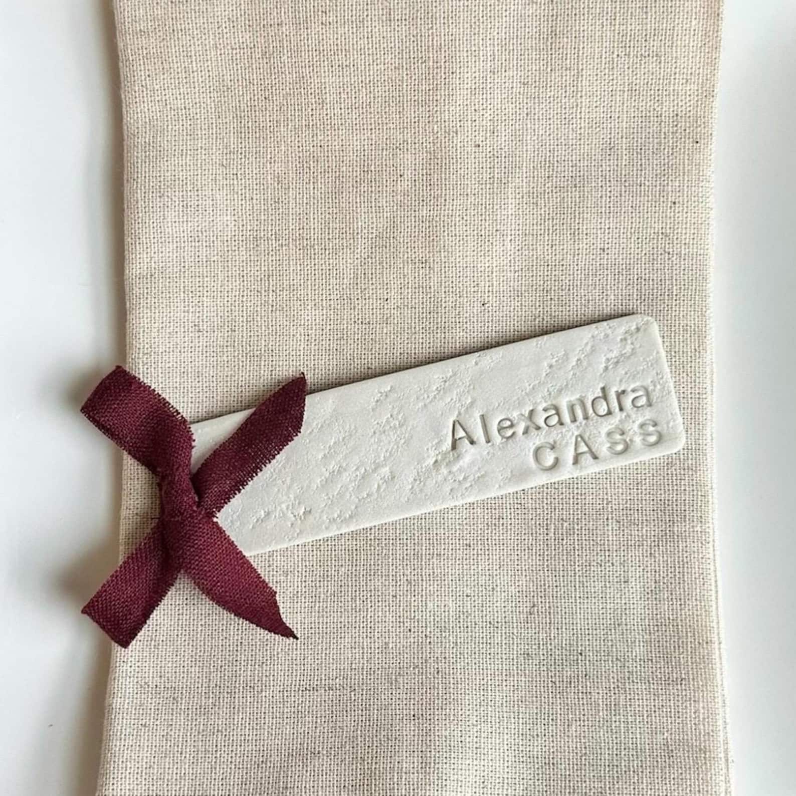 Personalized Polymer Clay Bookmark Place Cards: Wedding, Shower Favors ...