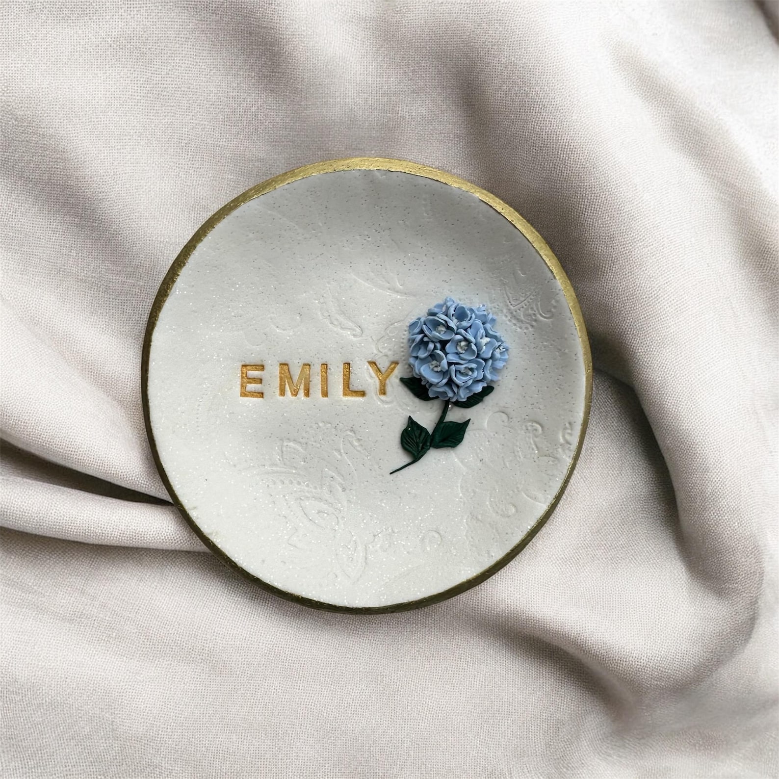 Hydrangea Jewelry Dish, Wedding Ring Dish Personalized, Engagement ...