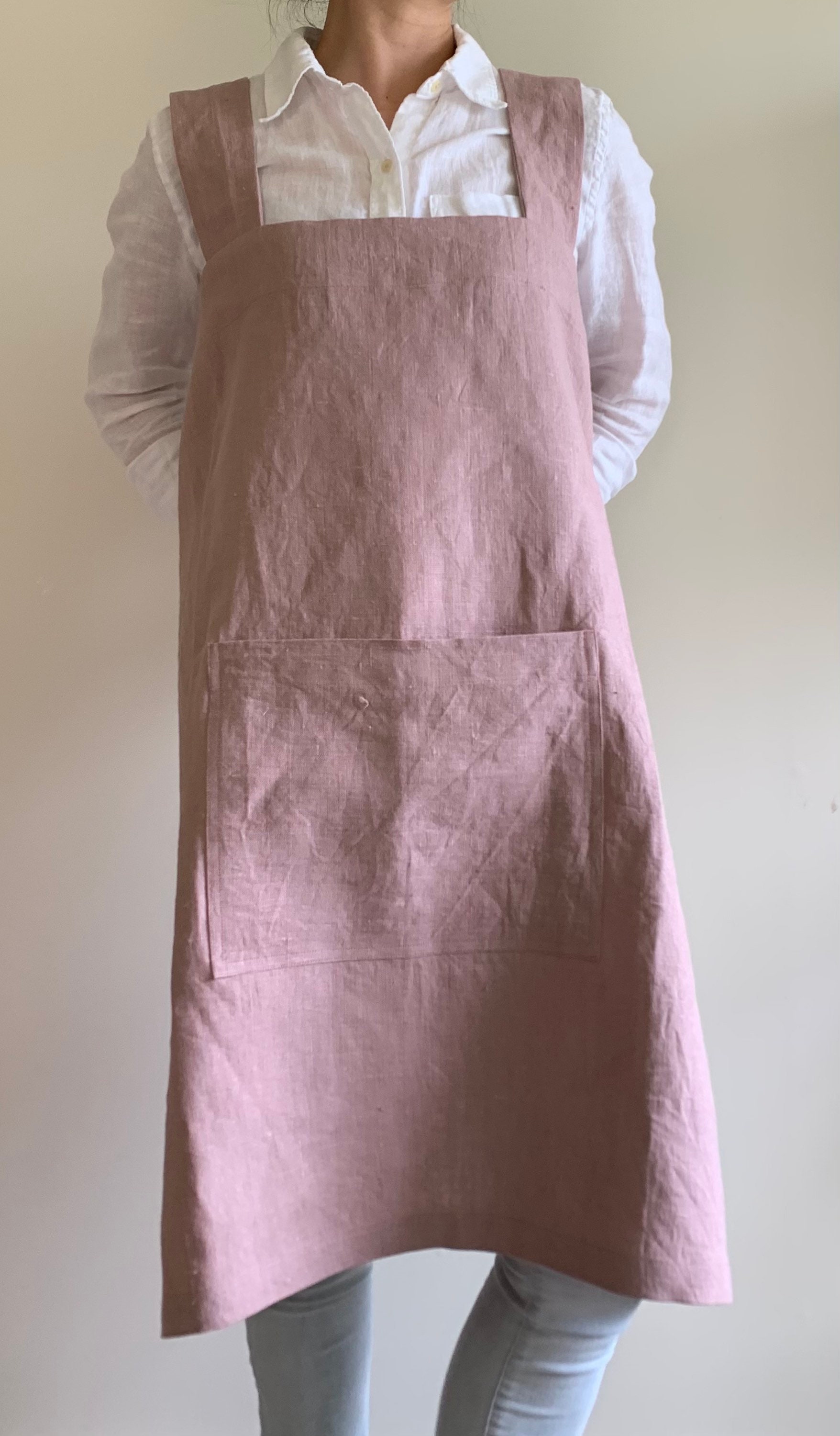 Linen Cross Back Apron Burgundy Apron Daughter Birthday Gift - Etsy