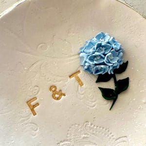 Hydrangea Jewelry Dish, Wedding Ring Dish Personalized, Engagement ...