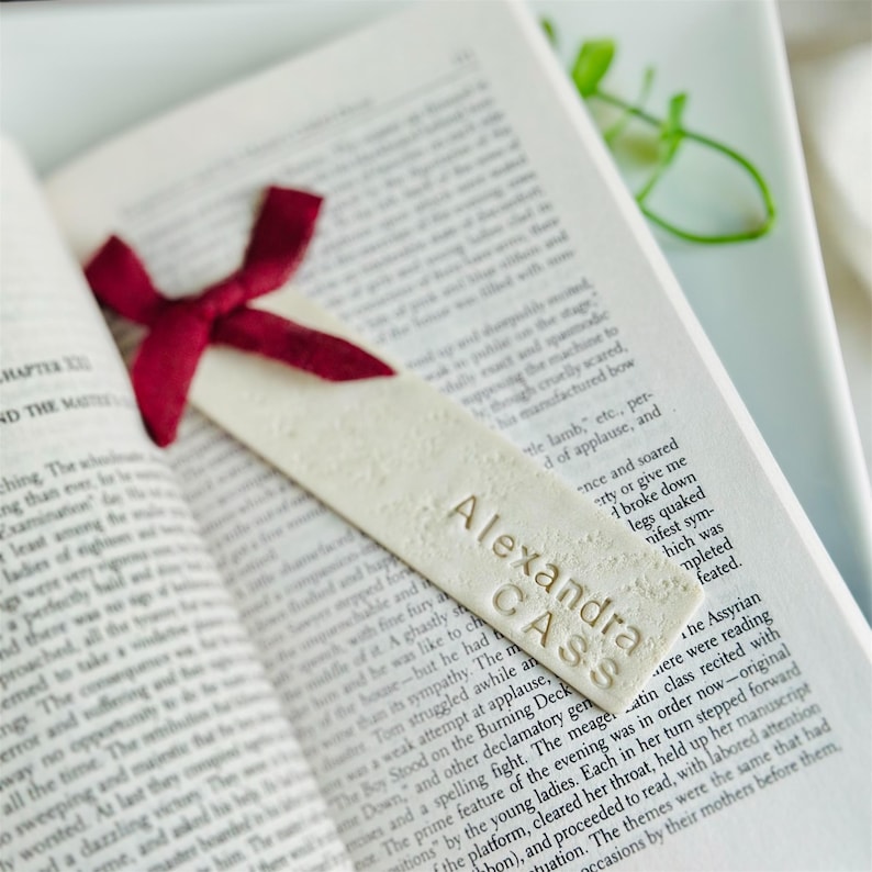 Personalized Polymer Clay Bookmark Place Cards: Wedding, Shower Favors ...