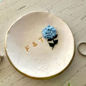 Hydrangea Jewelry Dish, Wedding Ring Dish Personalized, Engagement ...