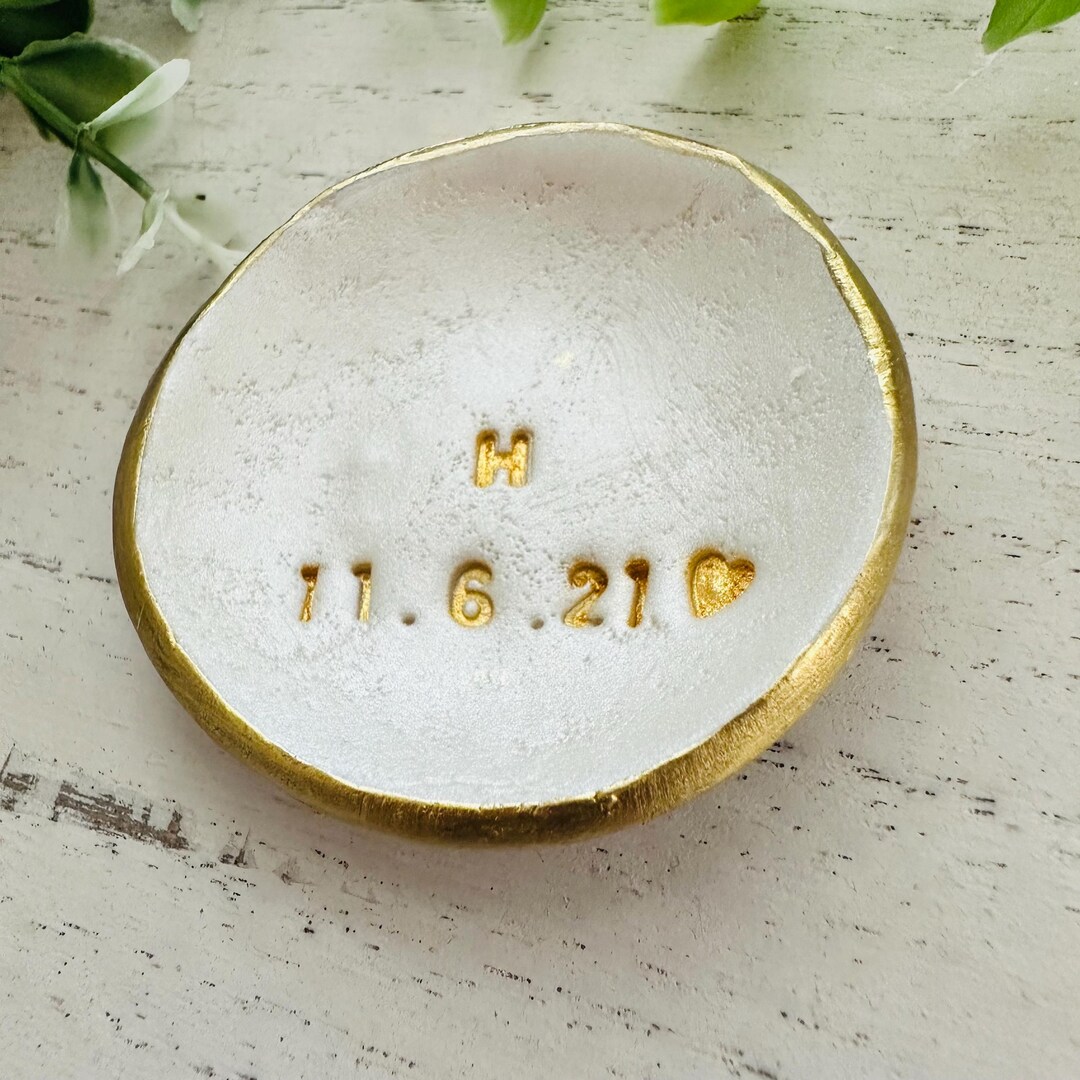 TINY Ring Dish, Personalized Ring Holder, Mini Trinket Dish, Polymer ...