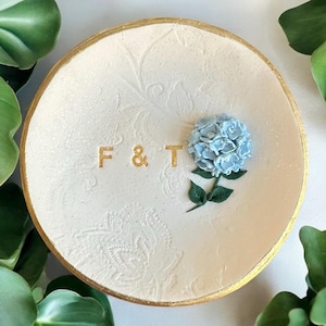 Hydrangea Jewelry Dish, Wedding Ring Dish Personalized, Engagement ...