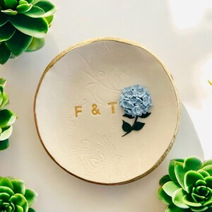 Hydrangea Jewelry Dish, Wedding Ring Dish Personalized, Engagement ...