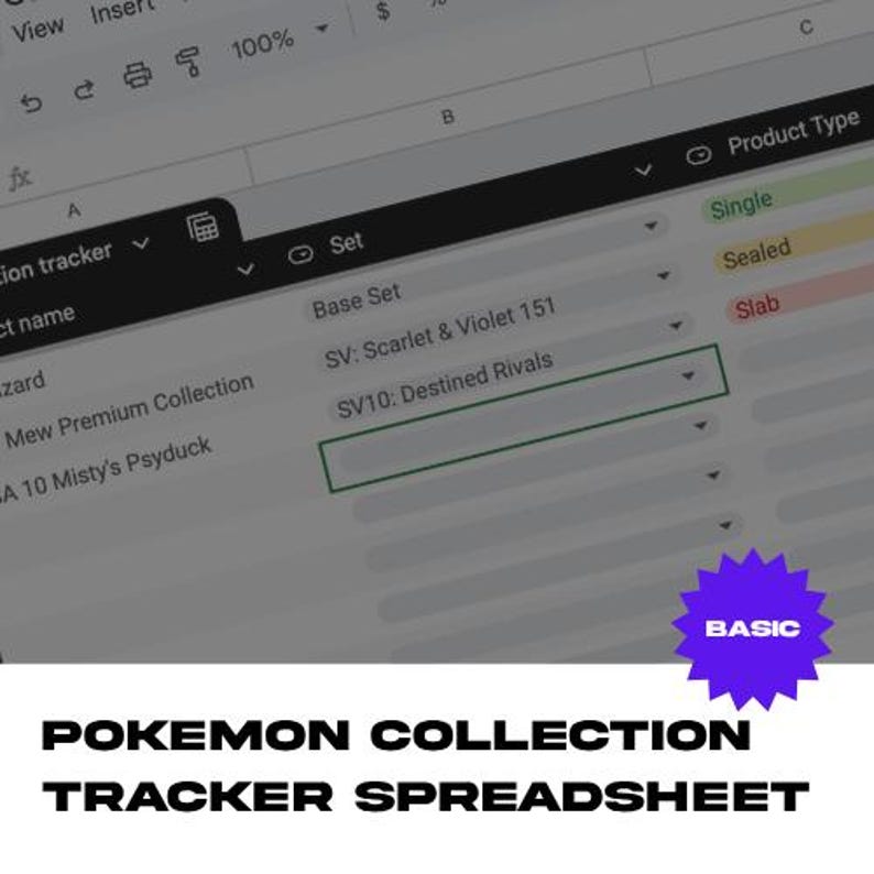 Pokémon Collection Tracker Spreadsheet - Basic - Etsy
