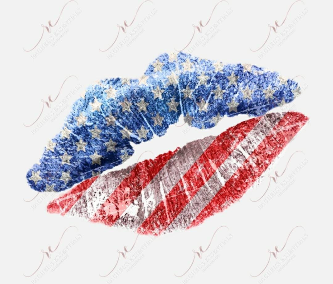 Patriotic Red White Blue Lips Sublimation Printready to Press Transfer ...