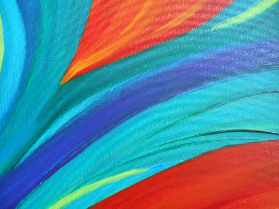EXOTICA - Original Tryptic Painting of Three 12x24 Panels in Vibrant ...