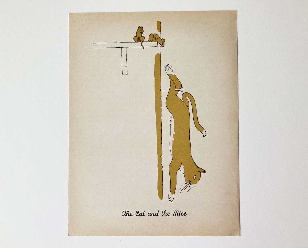 1970 Original Vintage Illustration / Aesop's Fables / the Cat and the ...