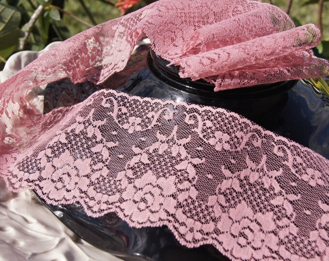 3/4 Vintage Beading Lace Trim Dusty Rose Lace Trim by - Etsy