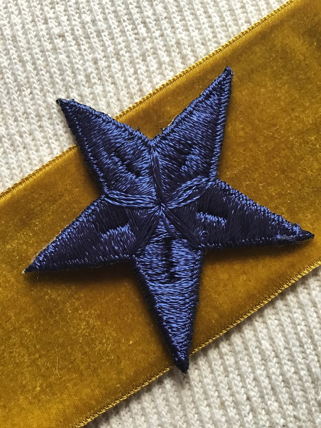 Navy Blue Star Applique Iron on Vintage Embroidered Applique Star, Iron ...