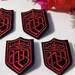 Iron on Embroidery Shield Vintage Applique Patches, Red Embroidery on ...