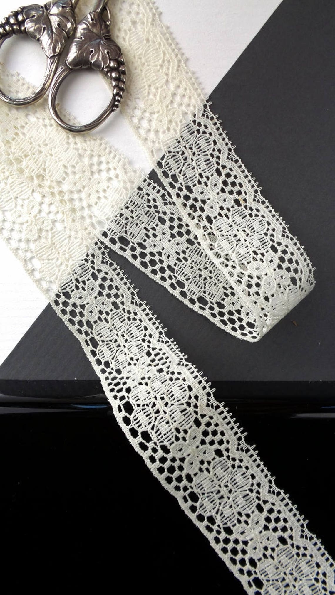 6yds Vintage Floral Picot Lace 1.25 In. Wide off White | Etsy