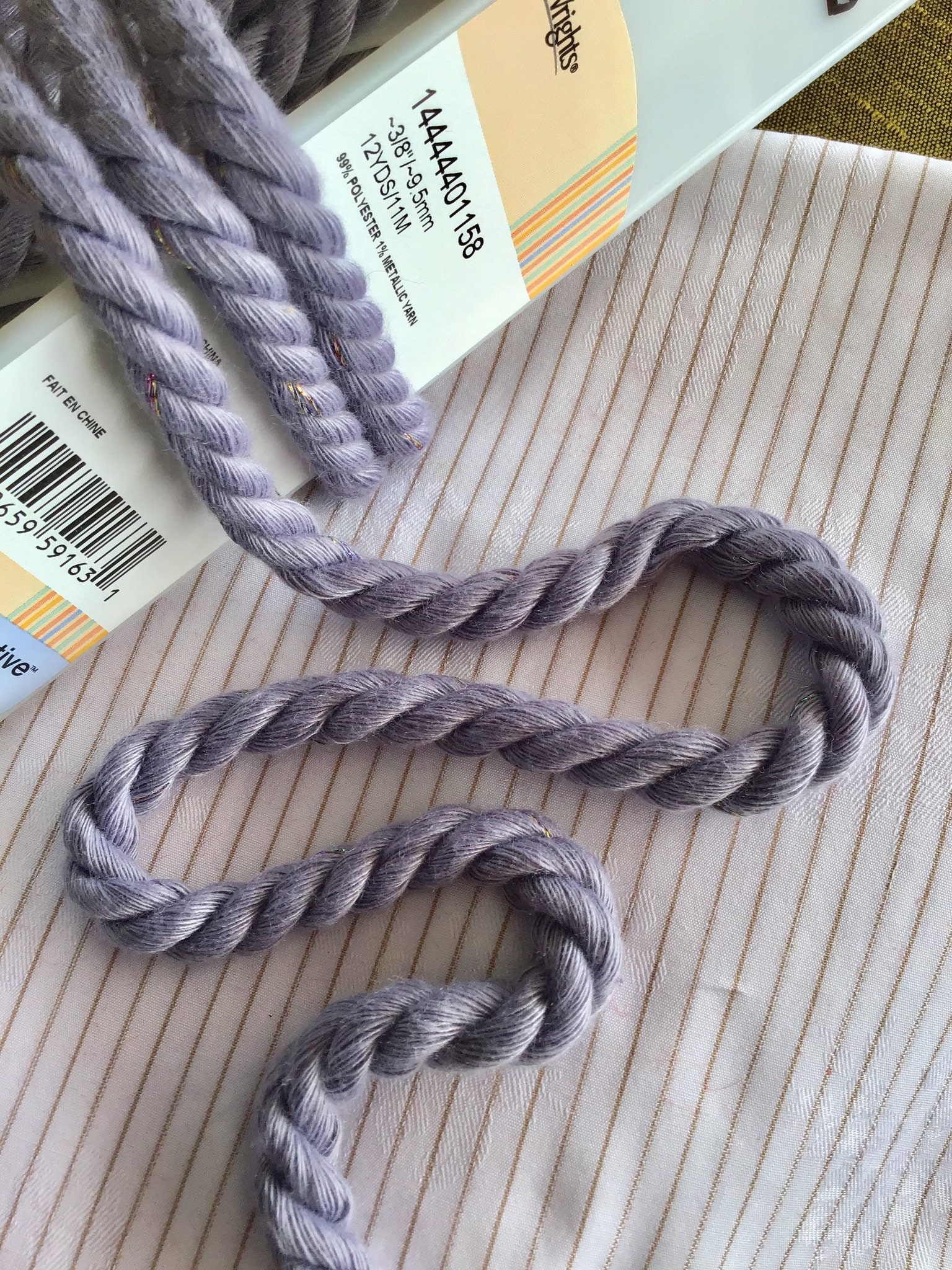 LILAC Lavender Rope METALLIC TWISTED Cord Trim, Soft Decorative Rope ...