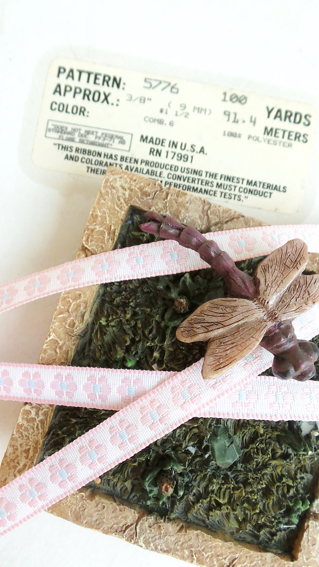 Pastel Pink Flower Woven Ribbon Wholesale Vintage Stock Made in USA ...