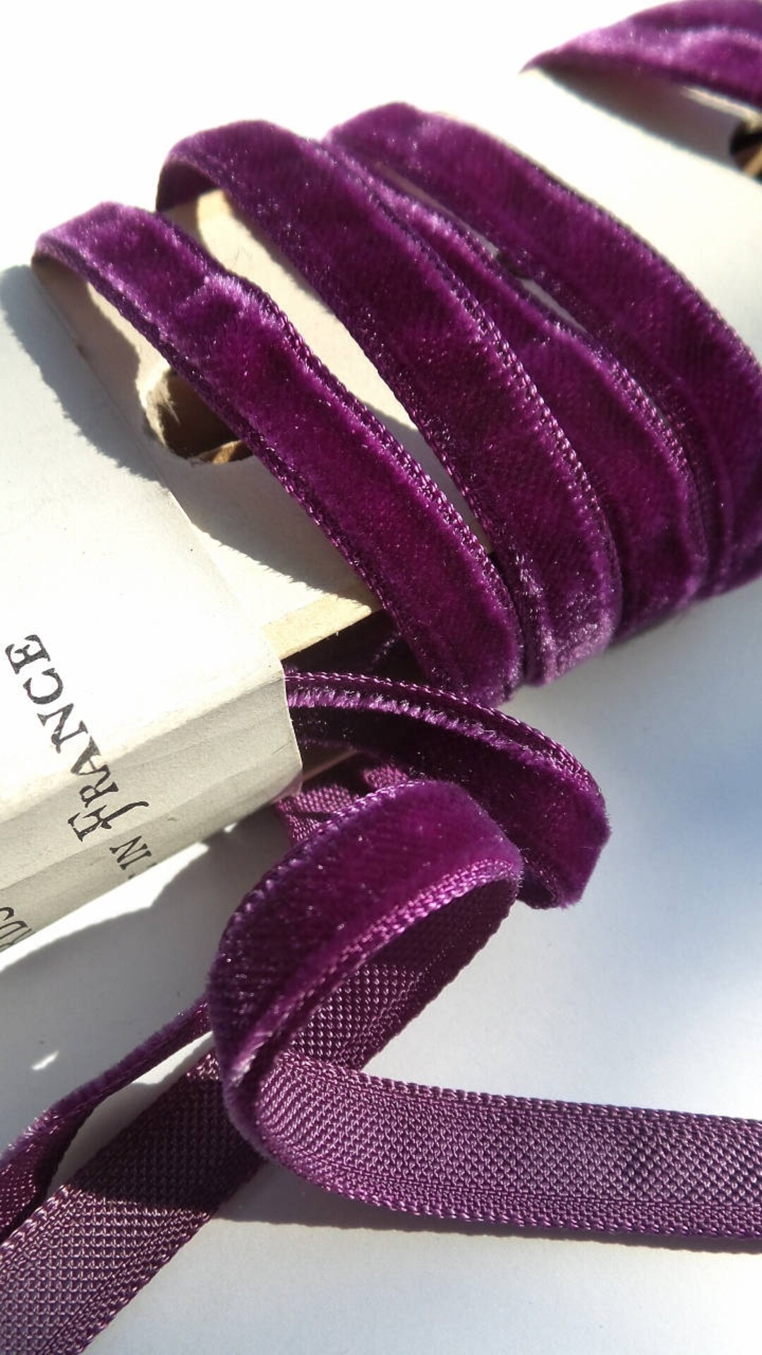 10 Yards Roll Vintage French Velvet Ribbon 8mm Purple Velvet Ribbon by ...