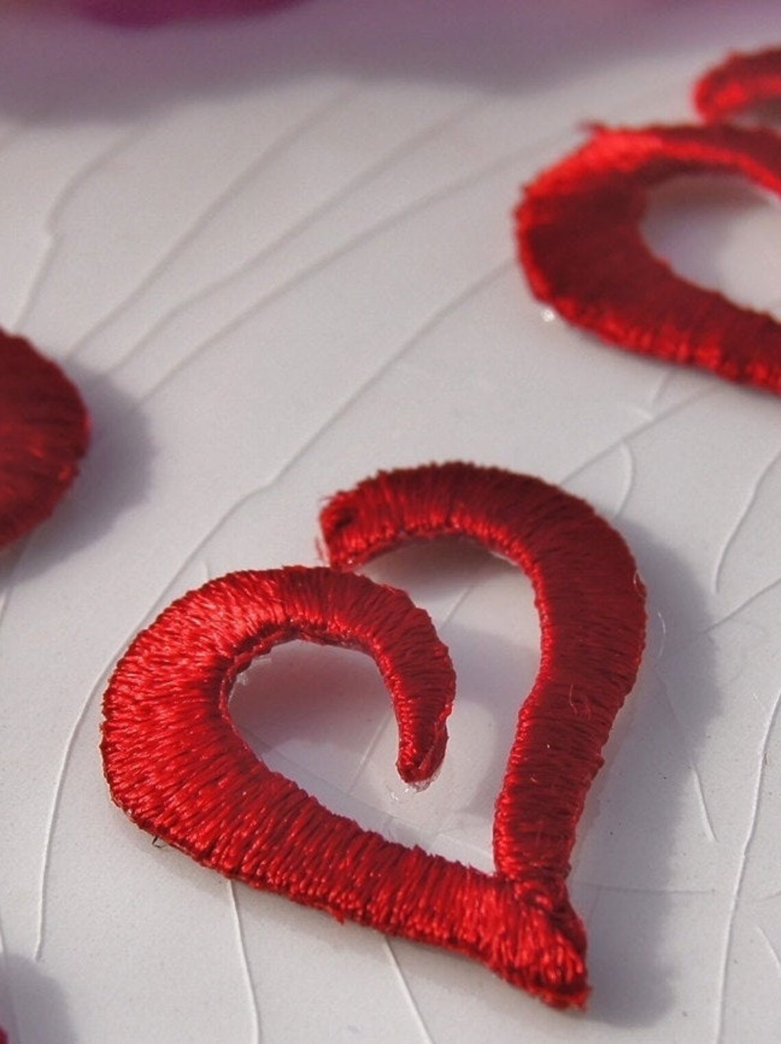 Iron on Red Heart Applique, Vintage Embroidered Applique Hearts, Script ...