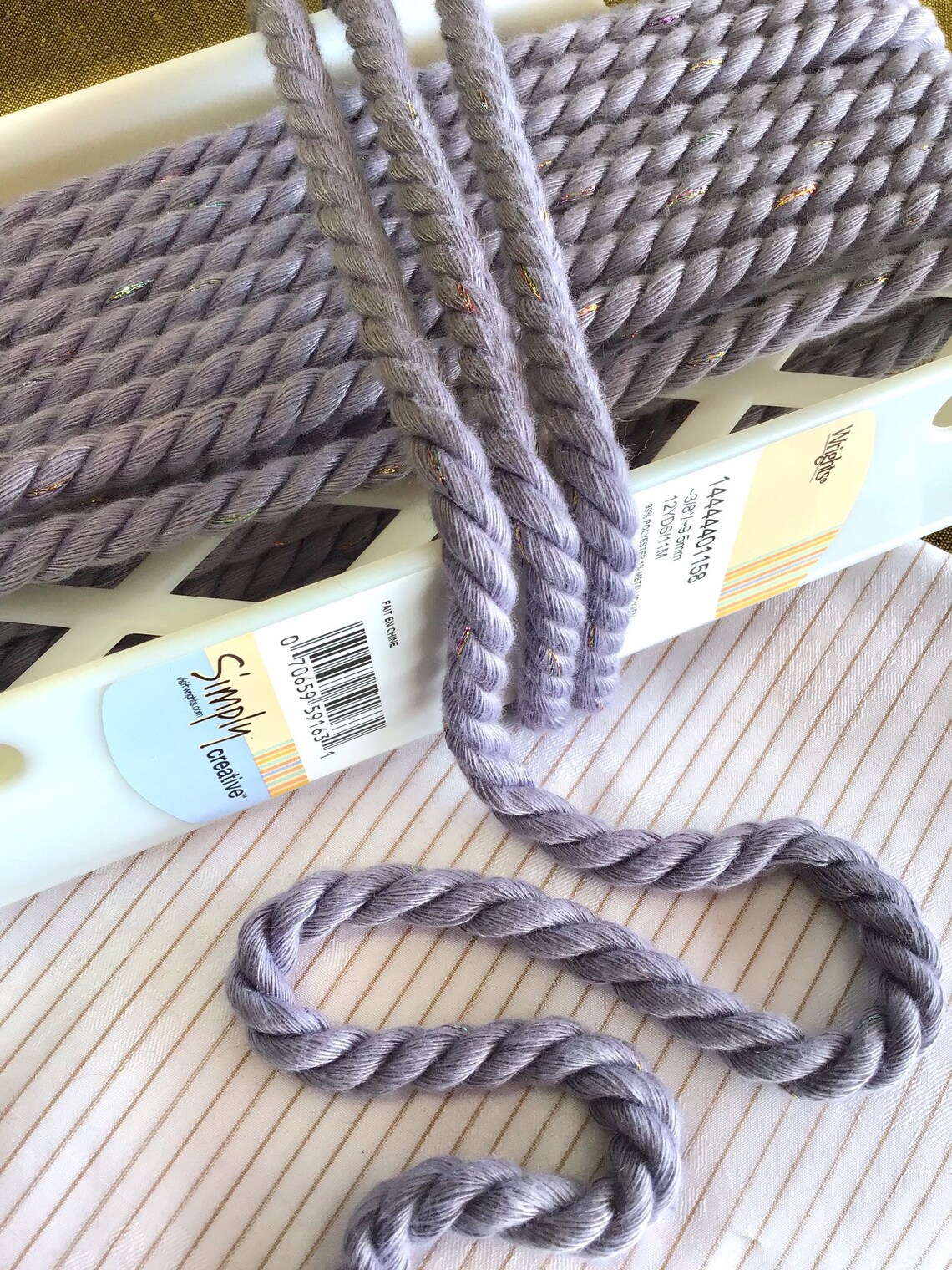 LILAC Lavender Rope METALLIC TWISTED Cord Trim, Soft Decorative Rope ...