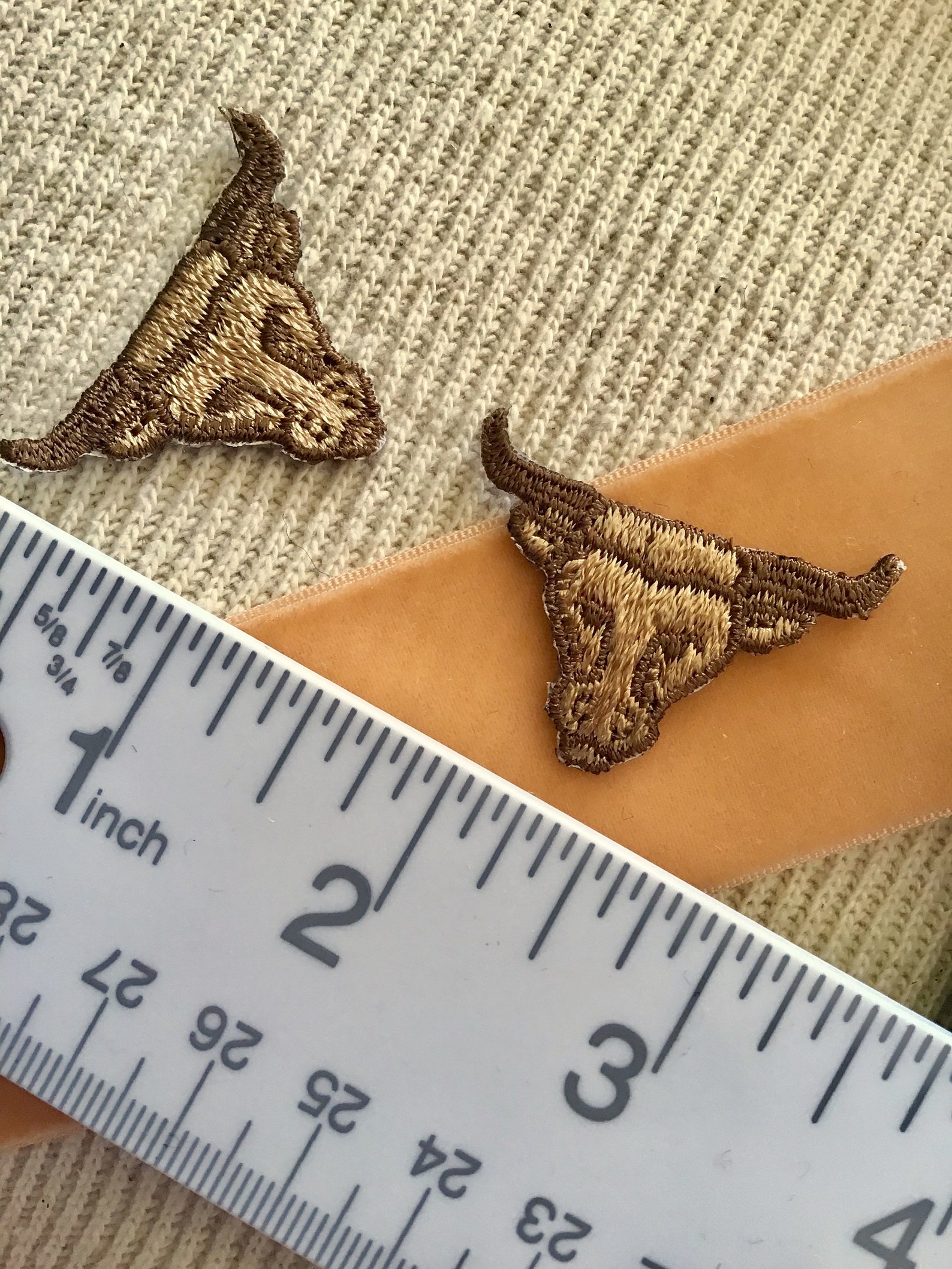 Vintage Iron on Bull Applique Brown and Gold Bull Embroidery - Etsy