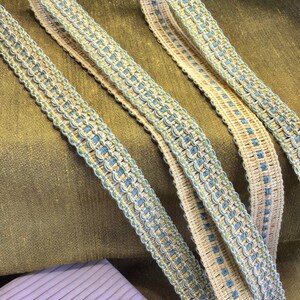 Conso 1" BRAIDED Decorative Trim by the Yard / Natural Aqua Green ...