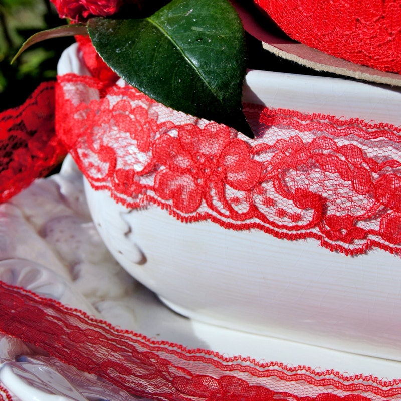 Red Lace Trim - Etsy