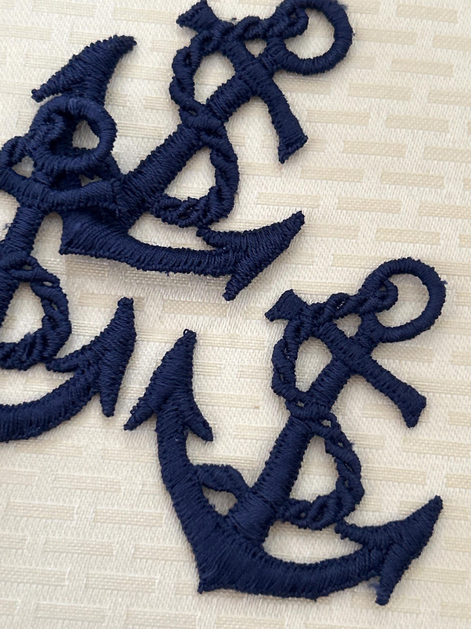 WHITE NAVY BLACK Anchor Patch Marine Nautical Rope Anchor Embroidered ...