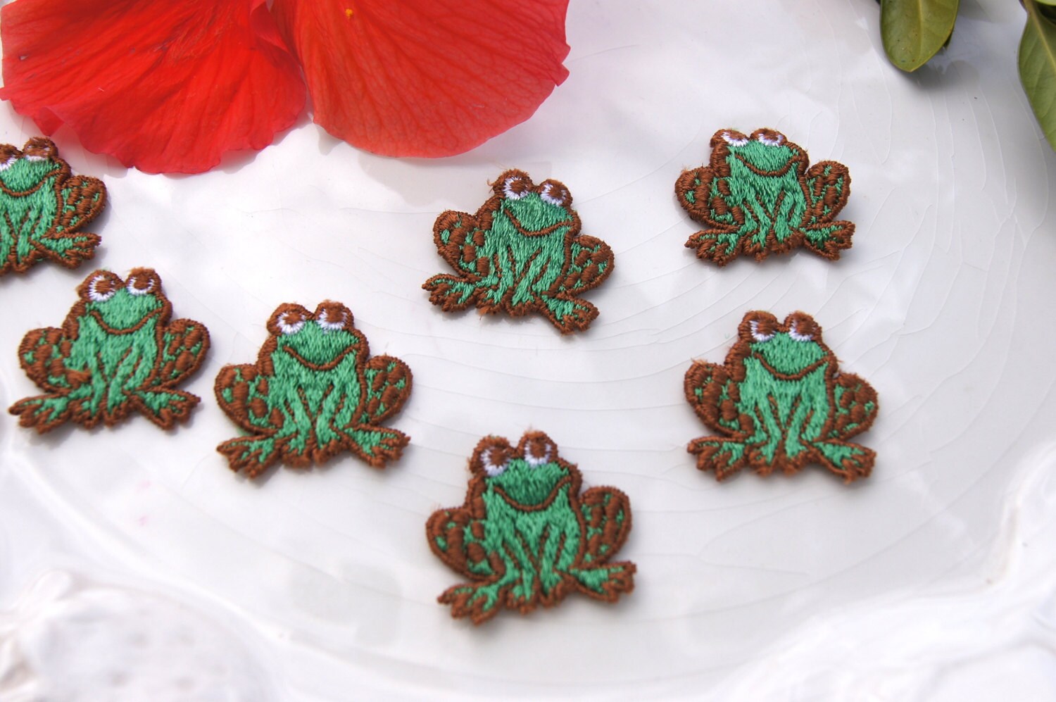 Vintage Frog Applique Brown Green Frog Embroidery Applique - Etsy