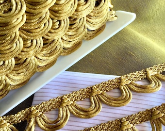 Wrights GOLD BRAIDED TRIM Scalloped Galloon Gimp Braids by the | Etsy