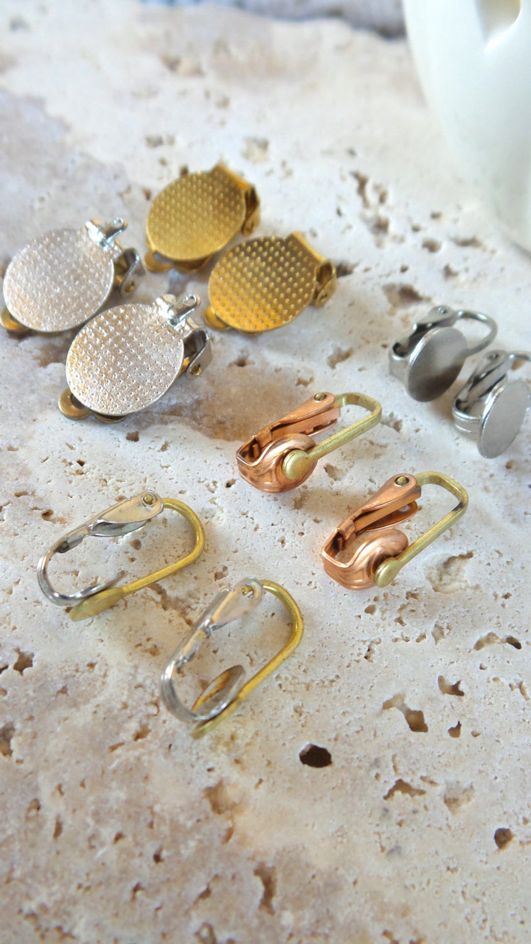 LOTS Vintage Clip on Earring Findings in Silver Clip Ons, Brass, Copper ...
