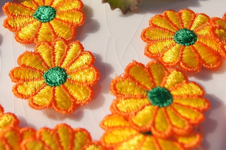 1960s Vintage Flower Applique Orange Yellow Flower Embroidery - Etsy