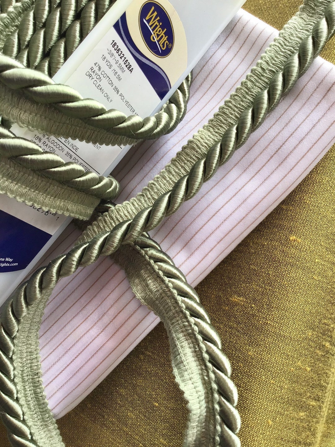 Wrights 3/8 Inch Green TWISTED LIP CORD Trim for Cushions, Lamps ...