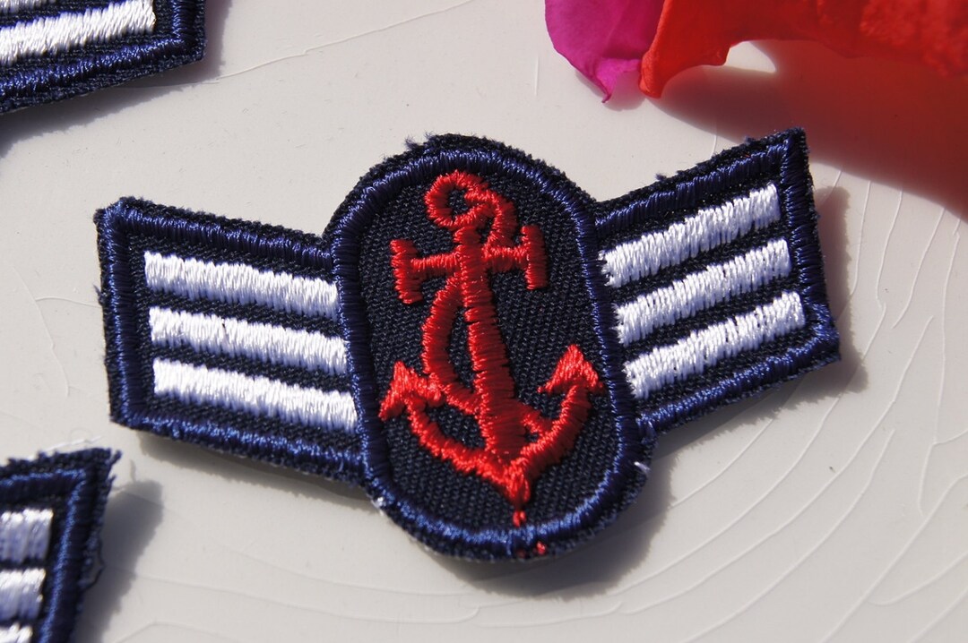Embroidery Stripped Anchor Wing Vintage Applique Patches, Red White ...