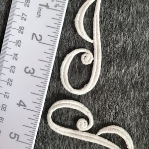 Venice Cursive Letter J White Iron-on Patch Applique for Craft ...