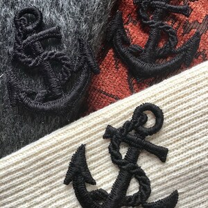 WHITE NAVY BLACK Anchor Patch Marine Nautical Rope Anchor Embroidered ...