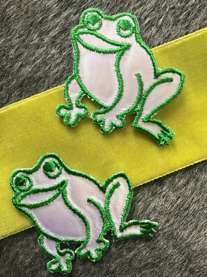 Vintage Iron on Frog Applique Green Frog Embroidery Applique - Etsy
