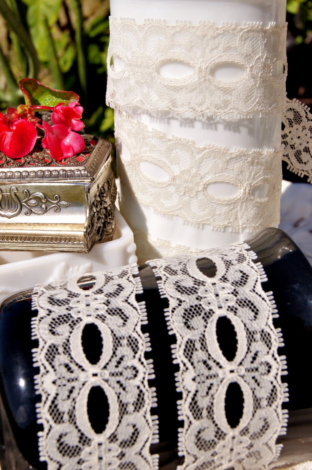 1 1/2" Vintage Flat Beading Lace Trim - Natural Lace Trim by the Yard ...