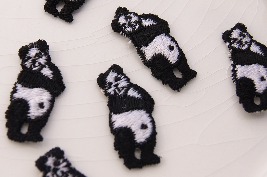 Vintage Panda Applique, Black White Panda Embroidery Applique, Vintage ...