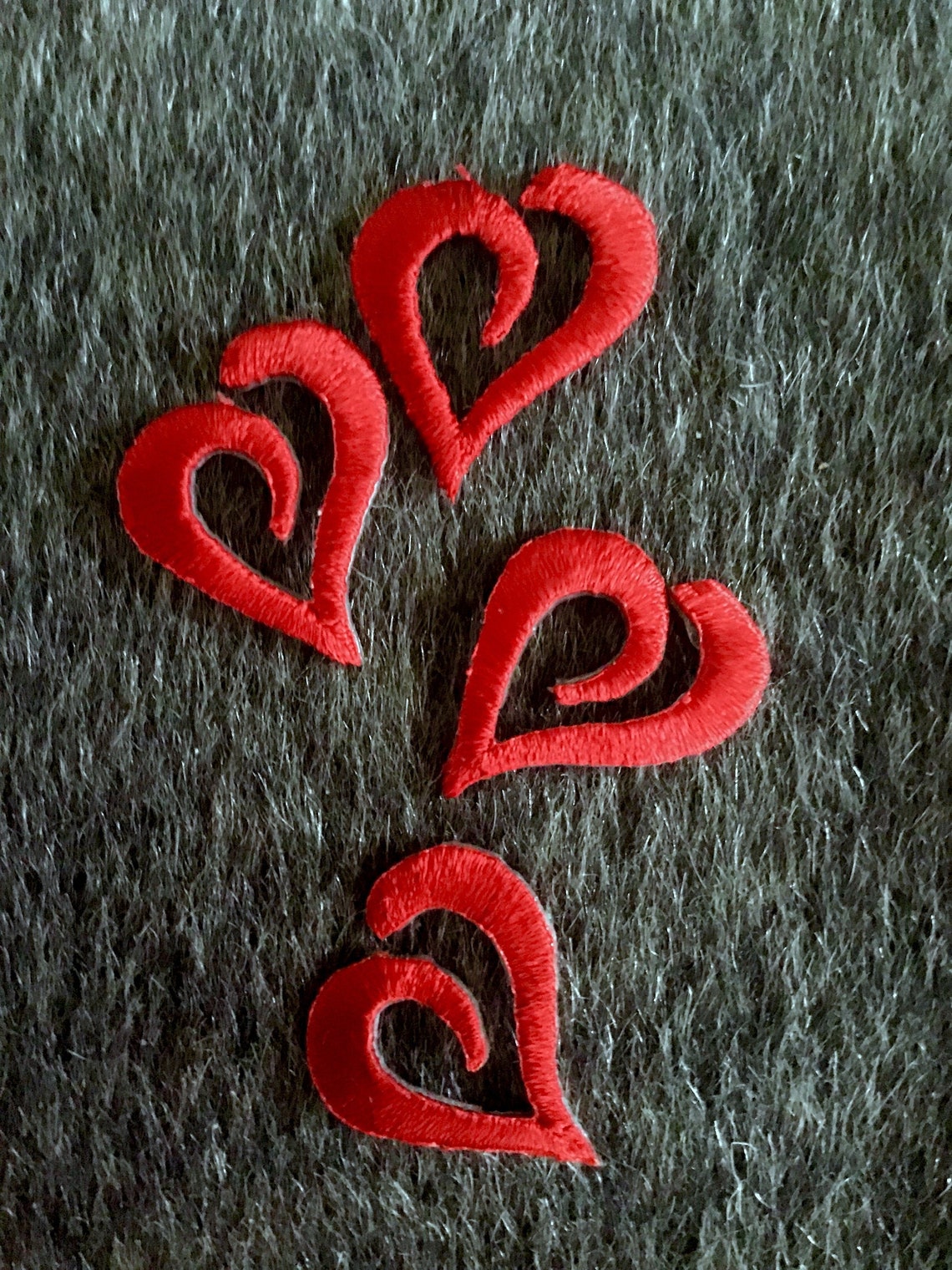 Iron on Red Heart Applique, Vintage Embroidered Applique Hearts, Script ...