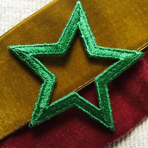 Vintage Embroidery Green Star Applique Iron On, Embroidered Big Star ...
