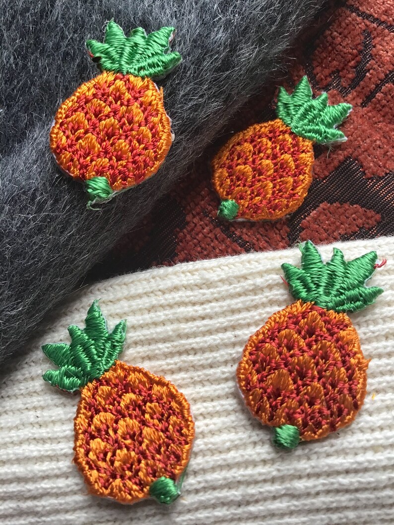 PINEAPPLE Iron on Applique Patches Vintage Embroidered for Embellishments Crafts Sewing DIY ...