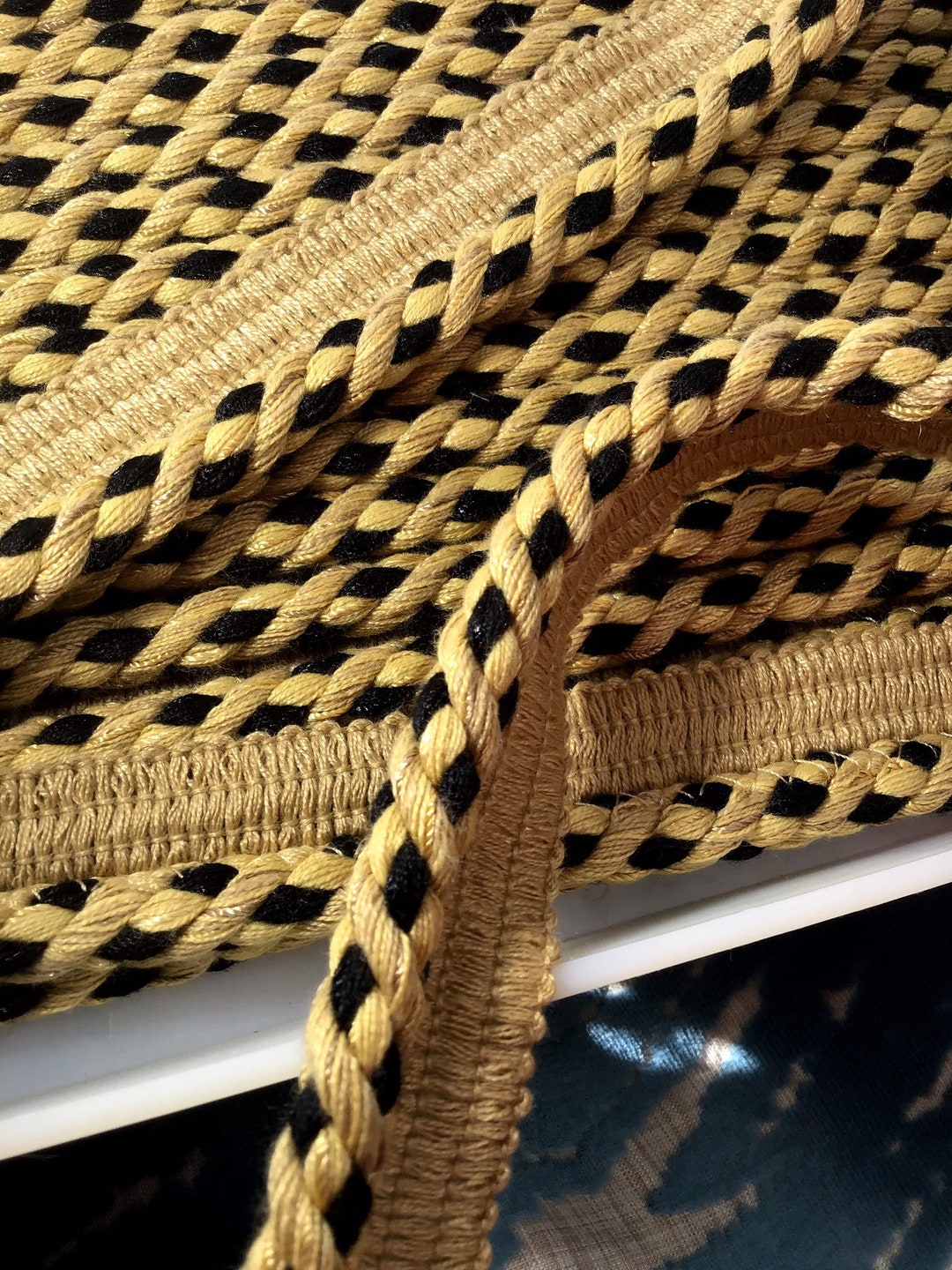WAVERLY LIP CORD Natural Beige Black Twisted Cord Trim With Lip for ...