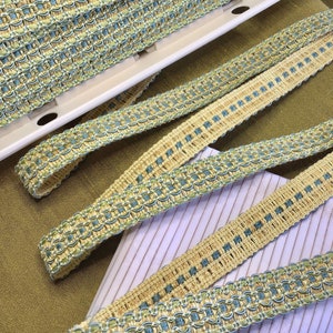Conso 1" BRAIDED Decorative Trim by the Yard / Natural Aqua Green ...